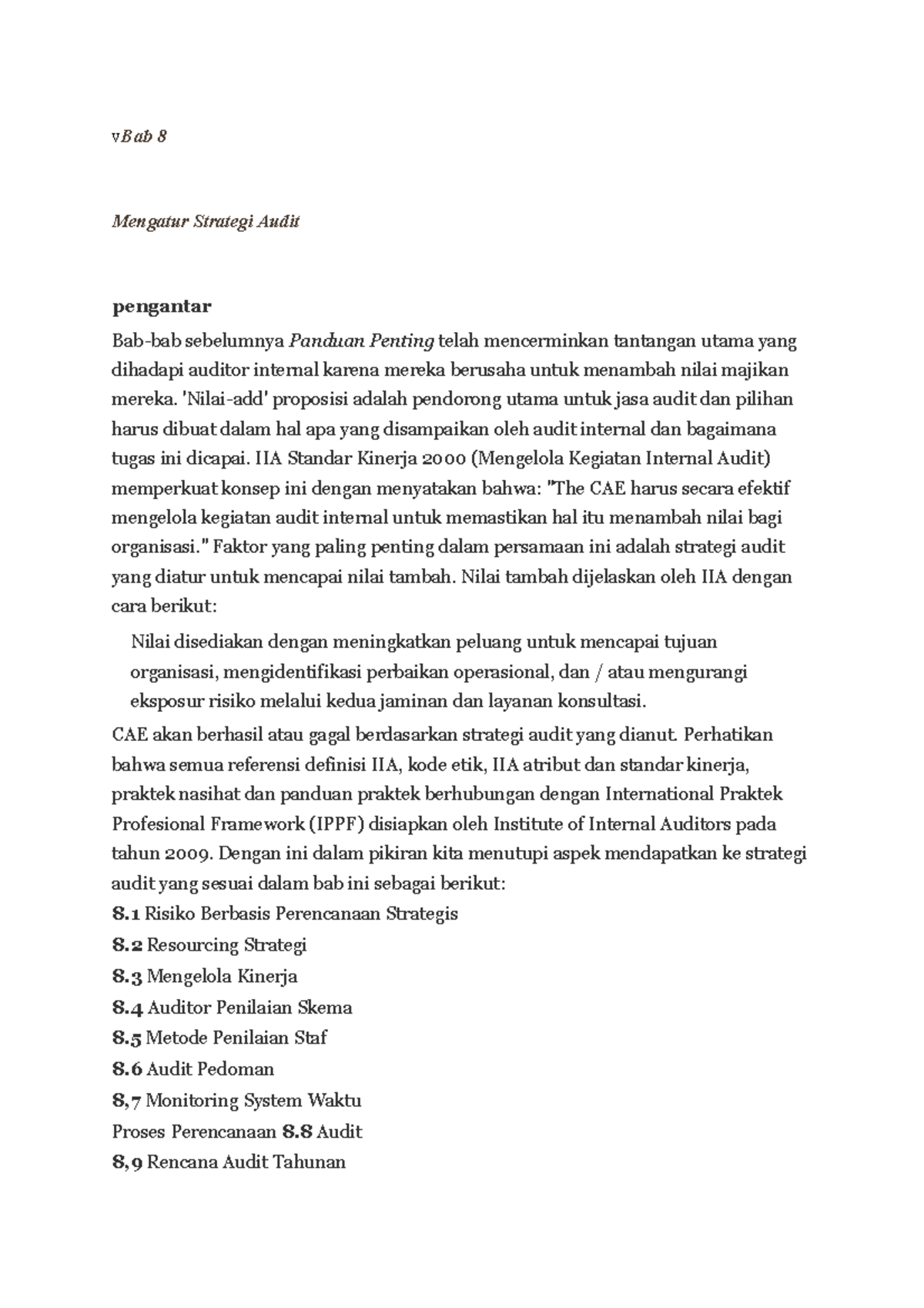 Bab 8 - internal audit bab 8 - v Bab 8 Mengatur Strategi Audit ...
