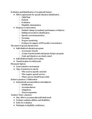 Chapter 1 Notes exceptionality and special education - Getting oriented ...
