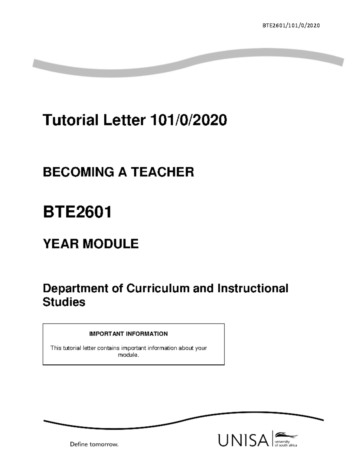 101 2020 0 b - summary of BTE2601 - Warning: TT: undefined function: 22 BTE2601/101/0/ Tutorial ...