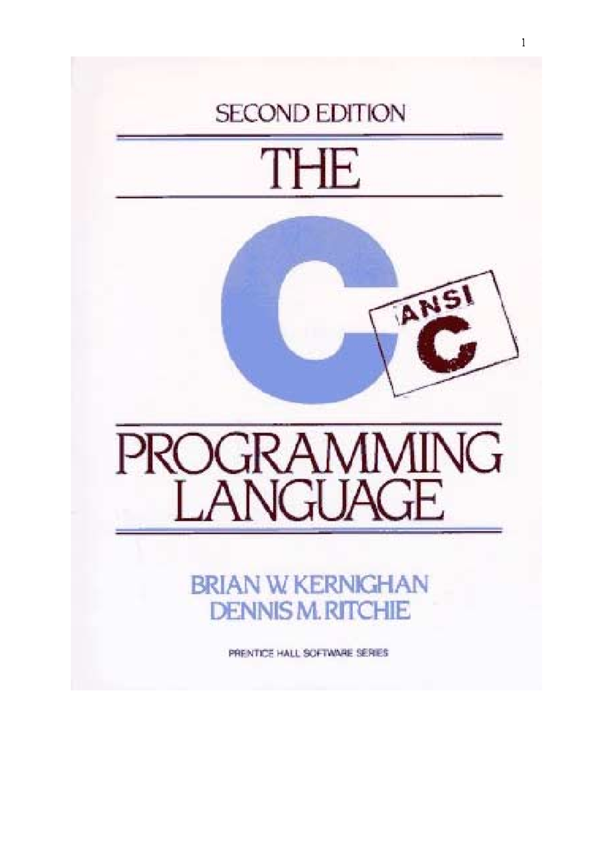 Kernighan Ritchie The C Programming Language 2nd Edition B