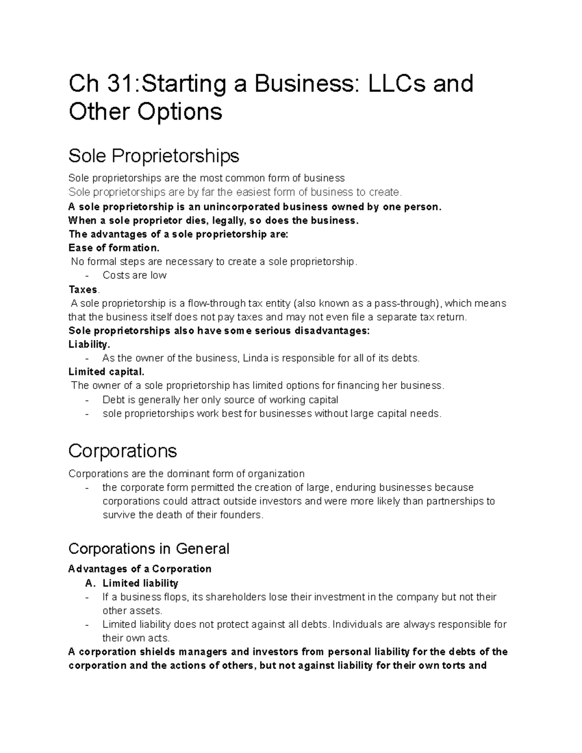 Ch 31 - Notes for George Haymans will help with final exam - Ch 31 ...