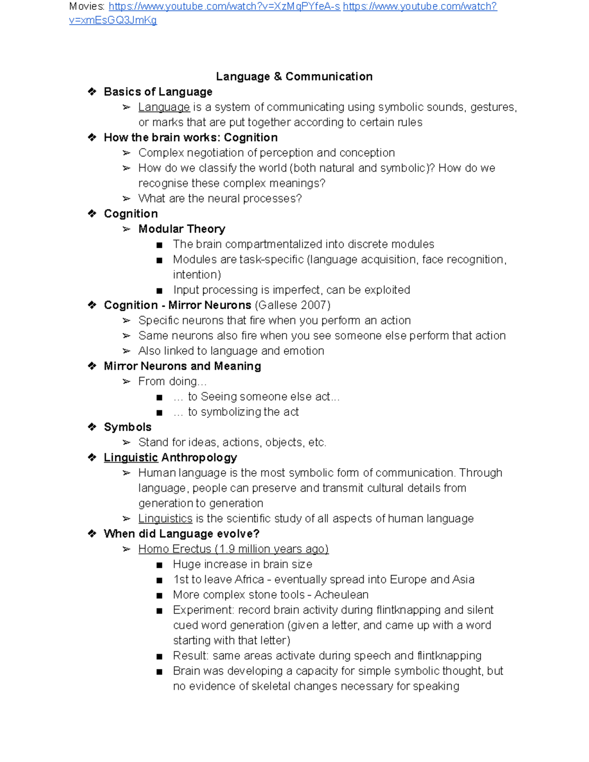 Exam #3 - Lecture notes Last part of the lectures - Movies: Language ...