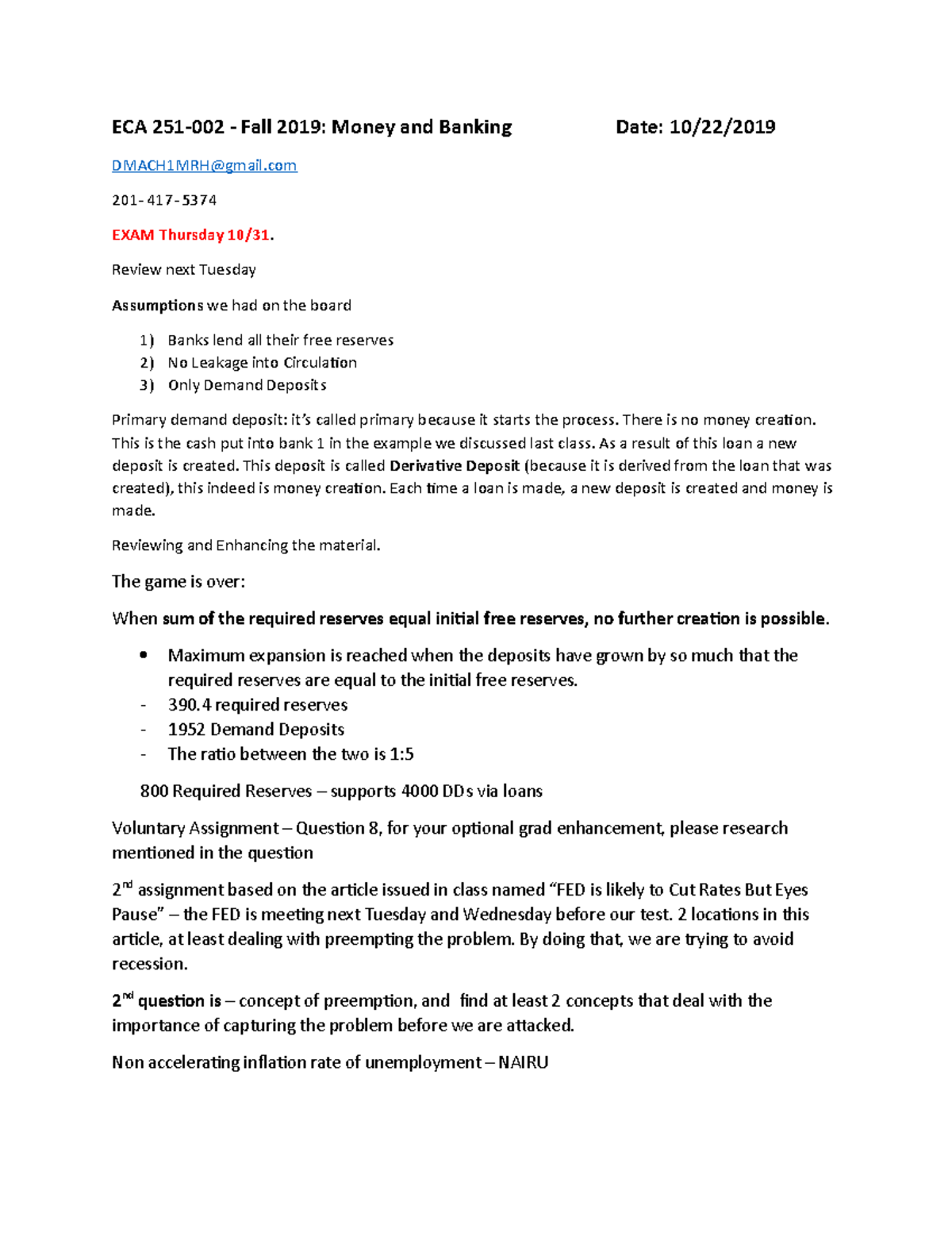 10 - These notes are detailed for every class - ECA 251-002 - Fall 2019 ...