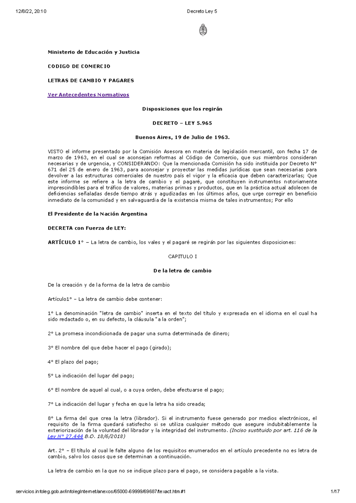 Decreto Ley 5 - dasdasd - Ministerio de Educación y Justicia CODIGO DE ...