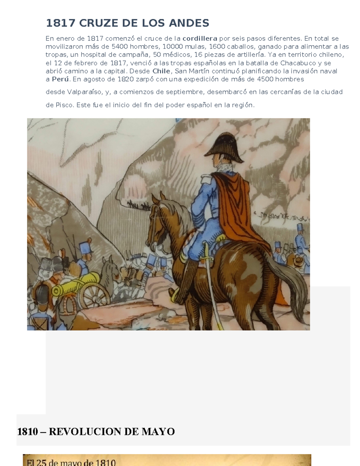 1817 Cruze DE LOS AndesCRUZE LO - 1817 CRUZE DE LOS ANDES En enero de ...