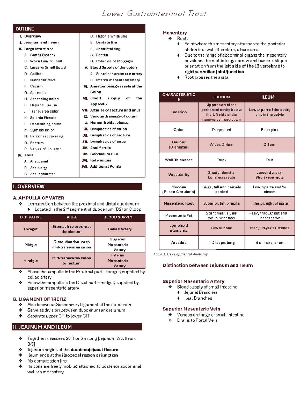 Lower Gastrointestinal Tract - Lower Gastrointestinal Tract OUTLINE I ...