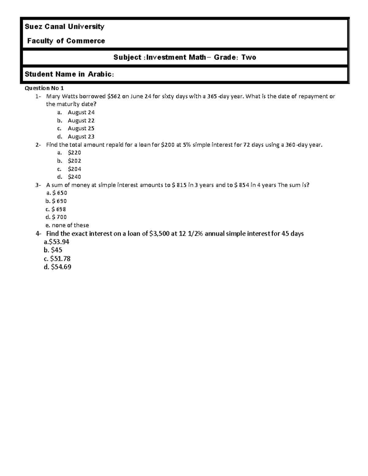Investment Math 2 (1) - Copy - Specialized Accounting - Studocu