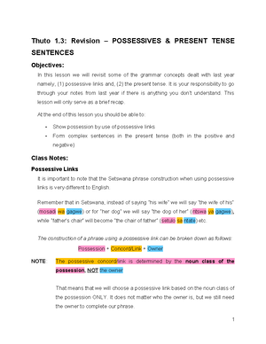 Thuto 3 (Class Notes) - Thuto 3: Counting in Setswana (Go bala ...