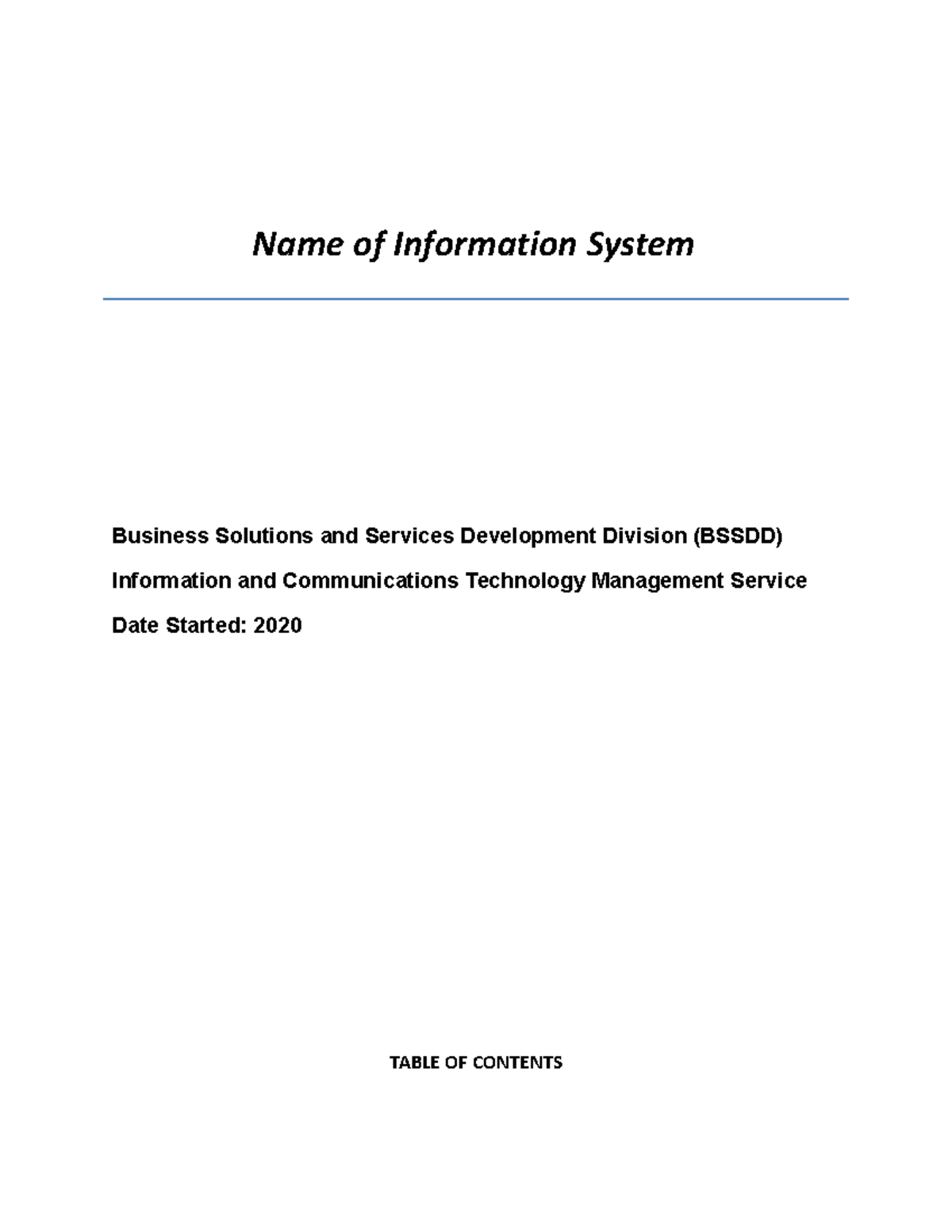 IS Documentation Template - Name of Information System Business ...