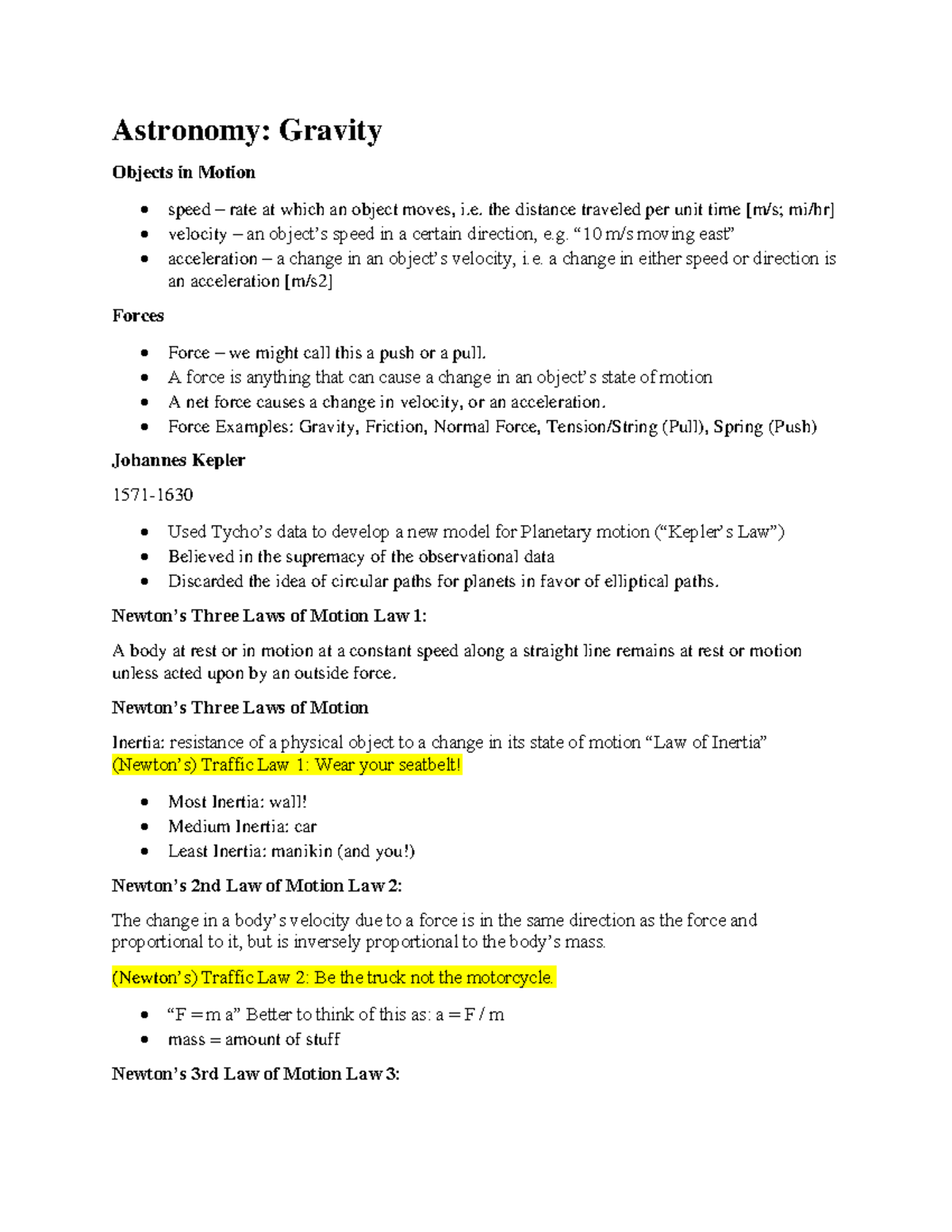 Astronomy Gravity - This is a course about the Universe: planets, stars ...