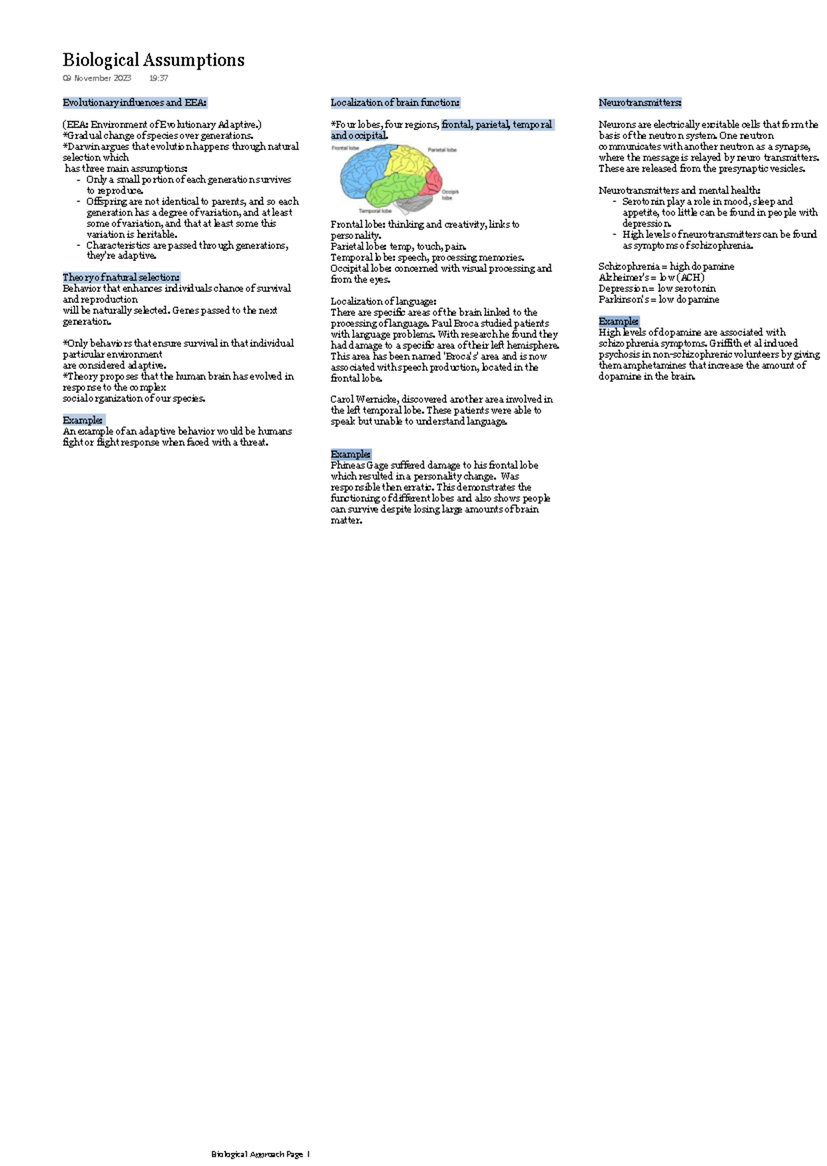 Biological Assumptions - Evolutionary influences and EEA: (EEA ...