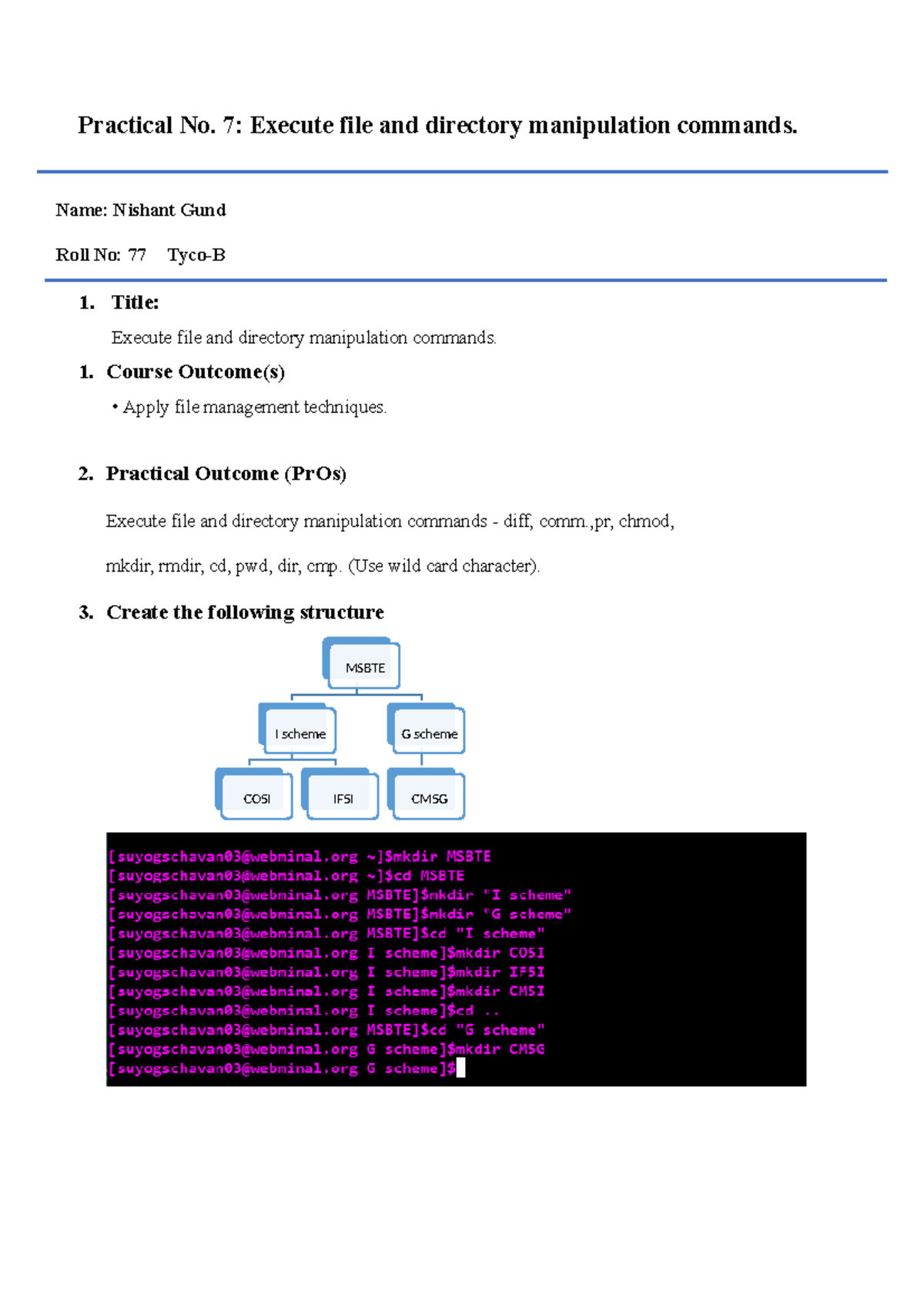 77 Nishant Gund Experiment 7-converted - MSBTE I scheme G scheme CO5I IF5I CM5G Practical No. 7 ...
