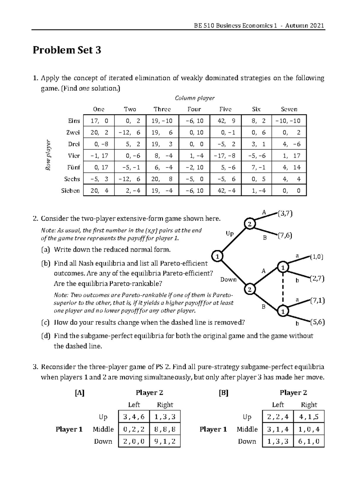 Problem Set 03 with solutions - BE 510 Business Economics 1 - Autumn ...