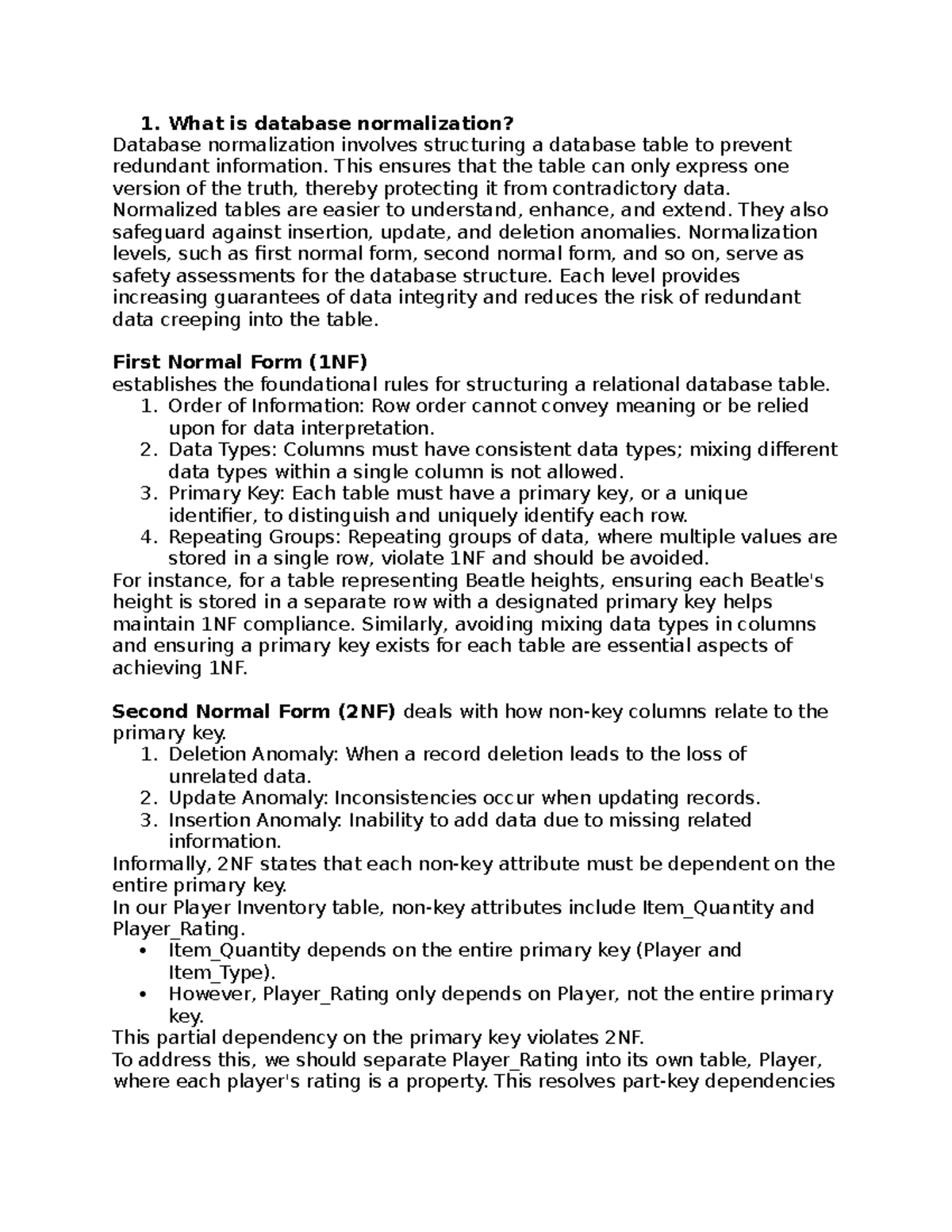 What is database normalization - 1. What is database normalization ...