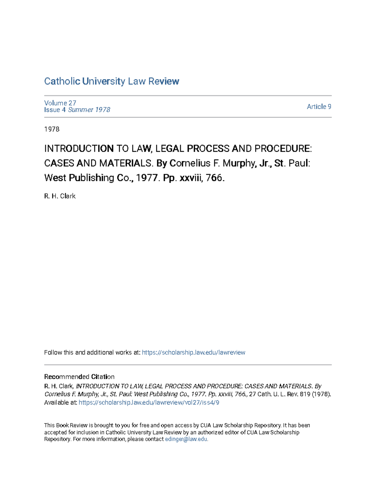 Introduction TO LAW Legal Process AND Procedure Cases AND Mater ...