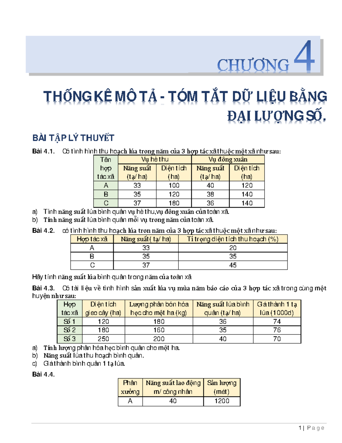 Thkudktkd C4 Thong KE MO TA - THỐNG KÊ MÔ TẢ - TÓM TẮT DỮ LIỆU BẰNG ĐẠI ...