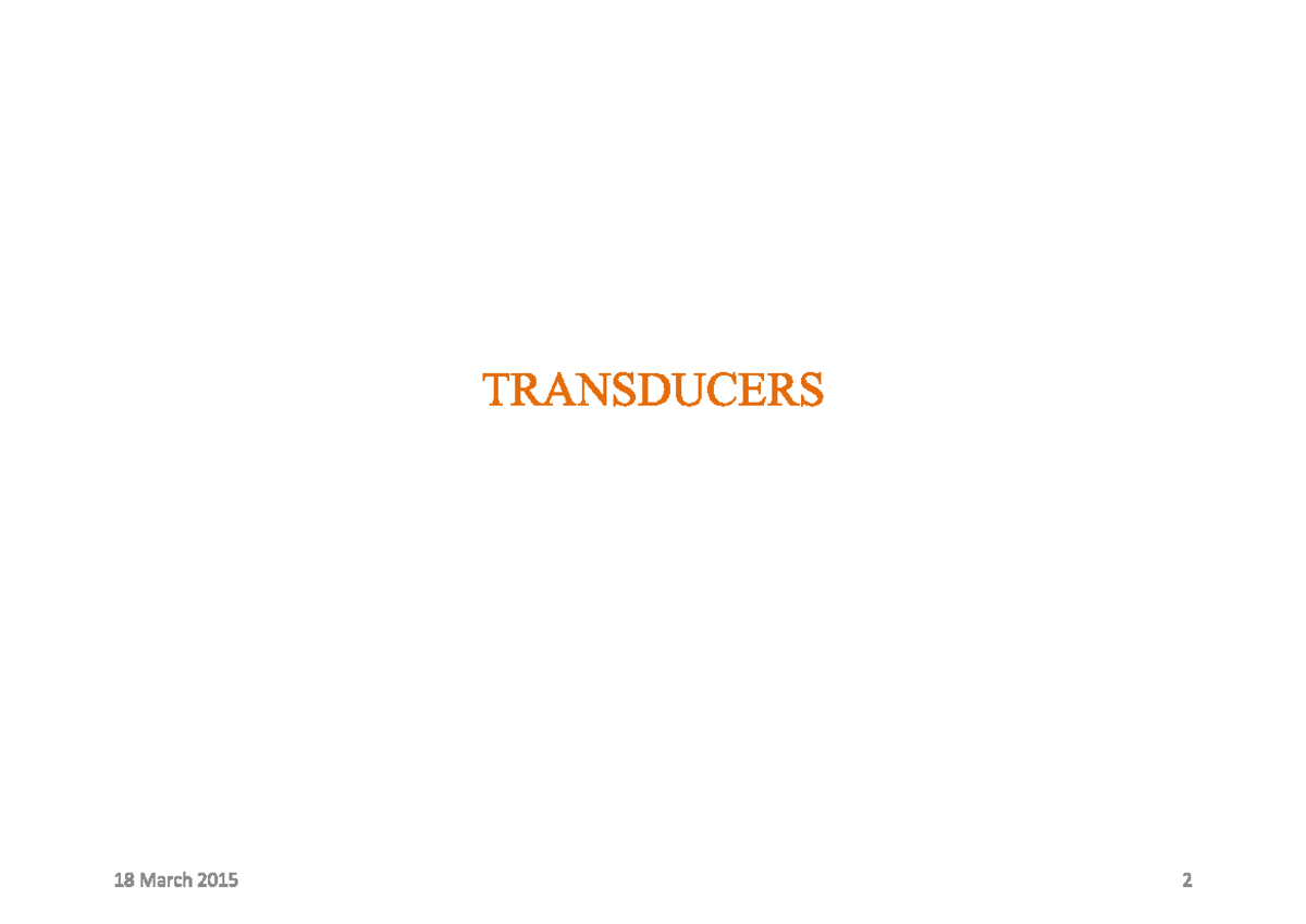 Transducers - Power Plant Performace - Energy Conversion 1 - Studocu
