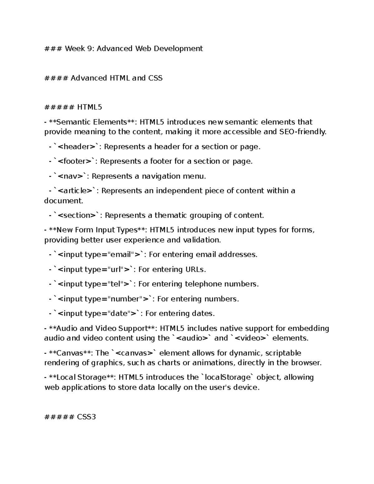 Week 9 Week 9 Notes Week 9 Advanced Web Development Advanced Html And Css Html Semantic 0899