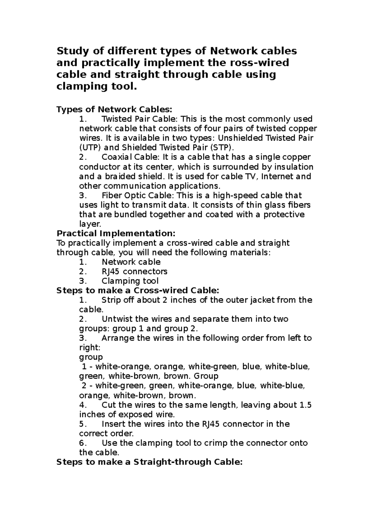 Cumpter Network lab - notes - Study of different types of Network ...