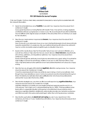 PSY 328 Module Four Journal Template - Brittany Cook 11/20/ PSY- 4-1 ...