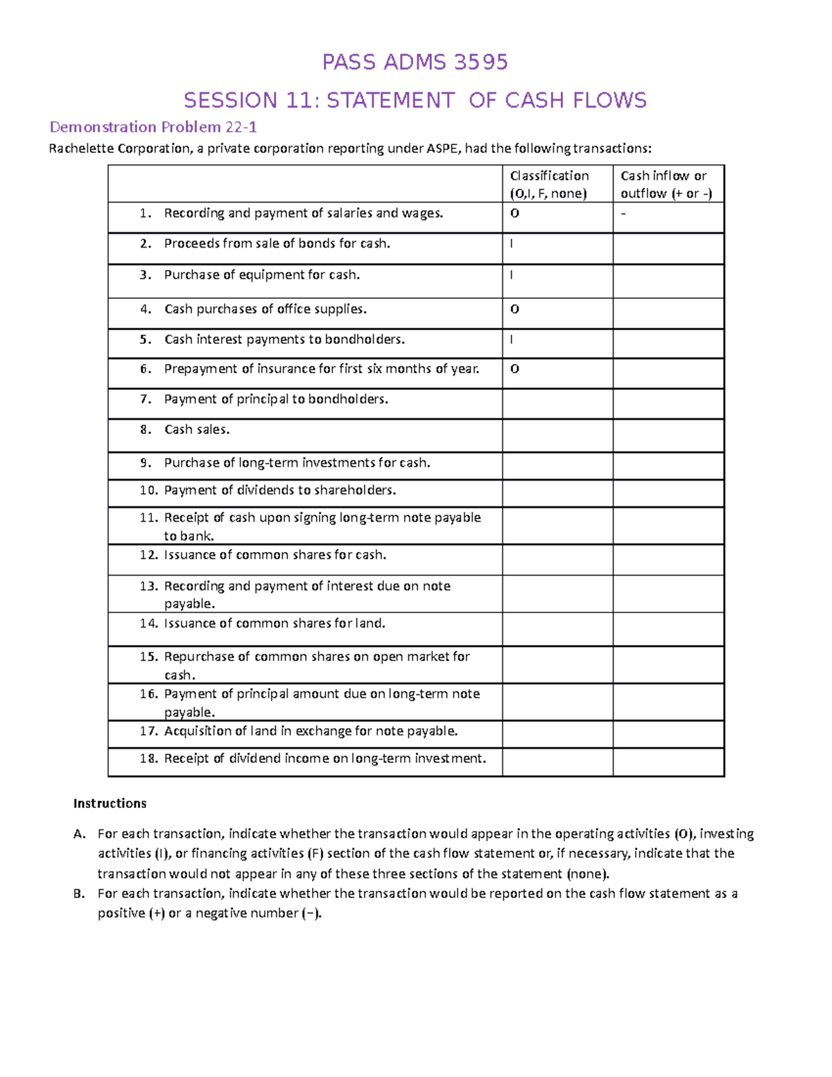 Session 11 - 3595 PASS Worksheet - Statement of Cash Flows - Ap/Adms ...