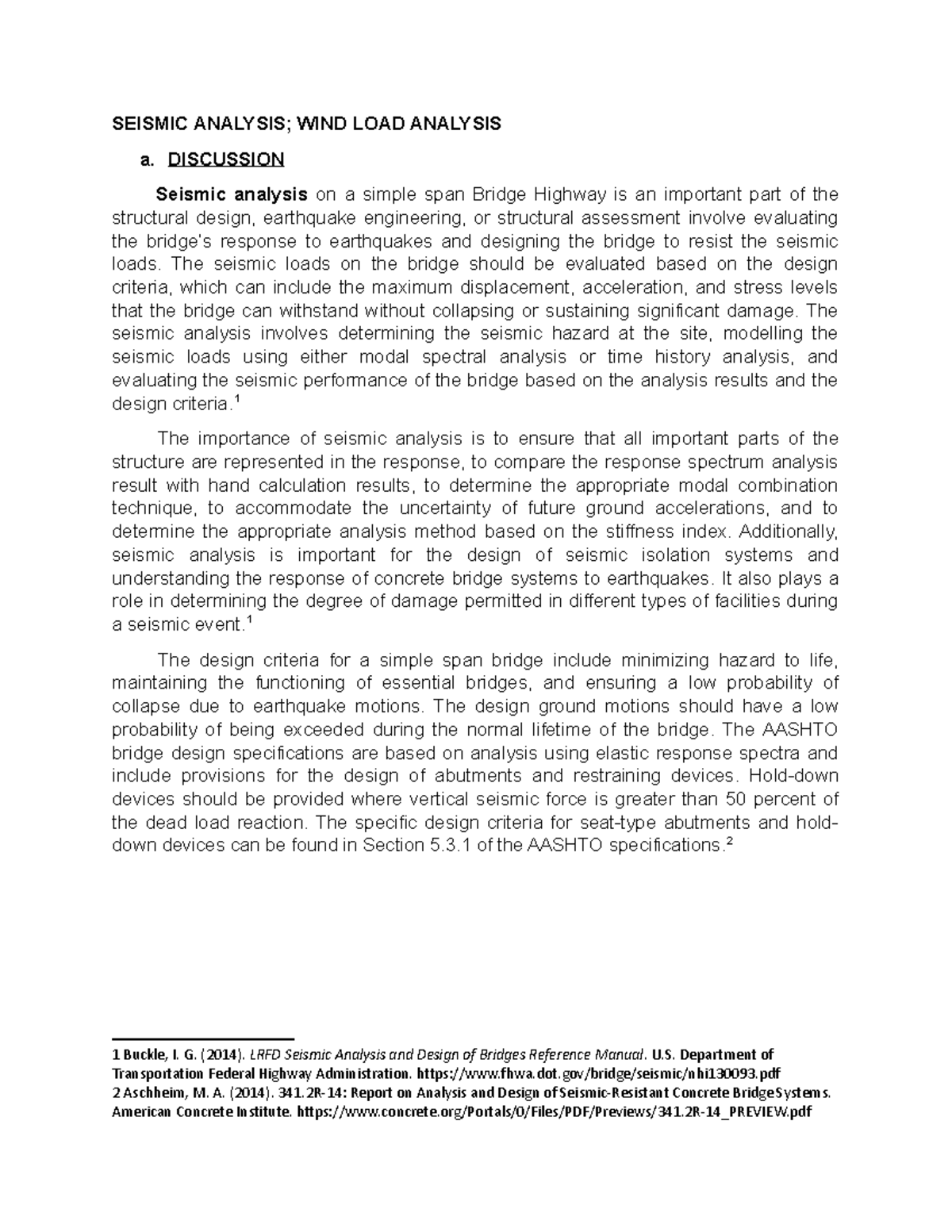 4.5 Seismic Analysis Wind Load Analysis - SEISMIC ANALYSIS; WIND LOAD ...