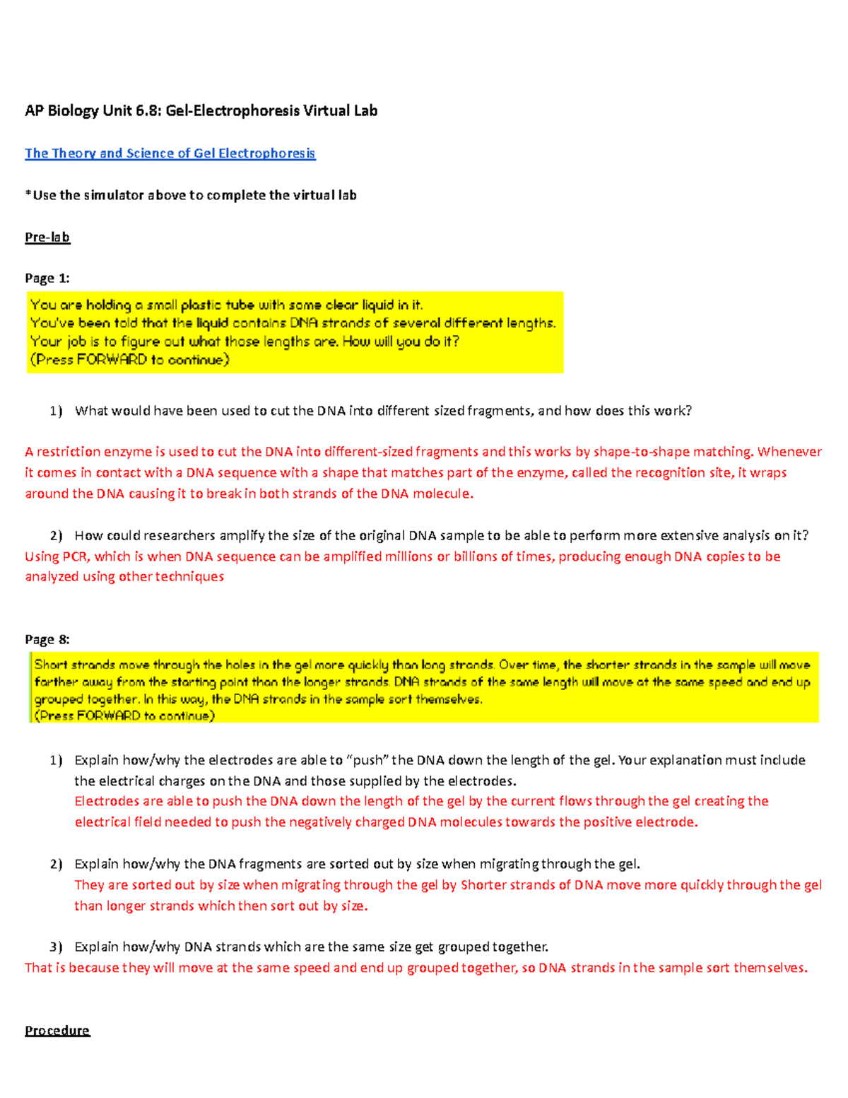 Copy of Copy of AP Biology Unit 6.8 Gel-Electrophoresis Virtual Lab ...