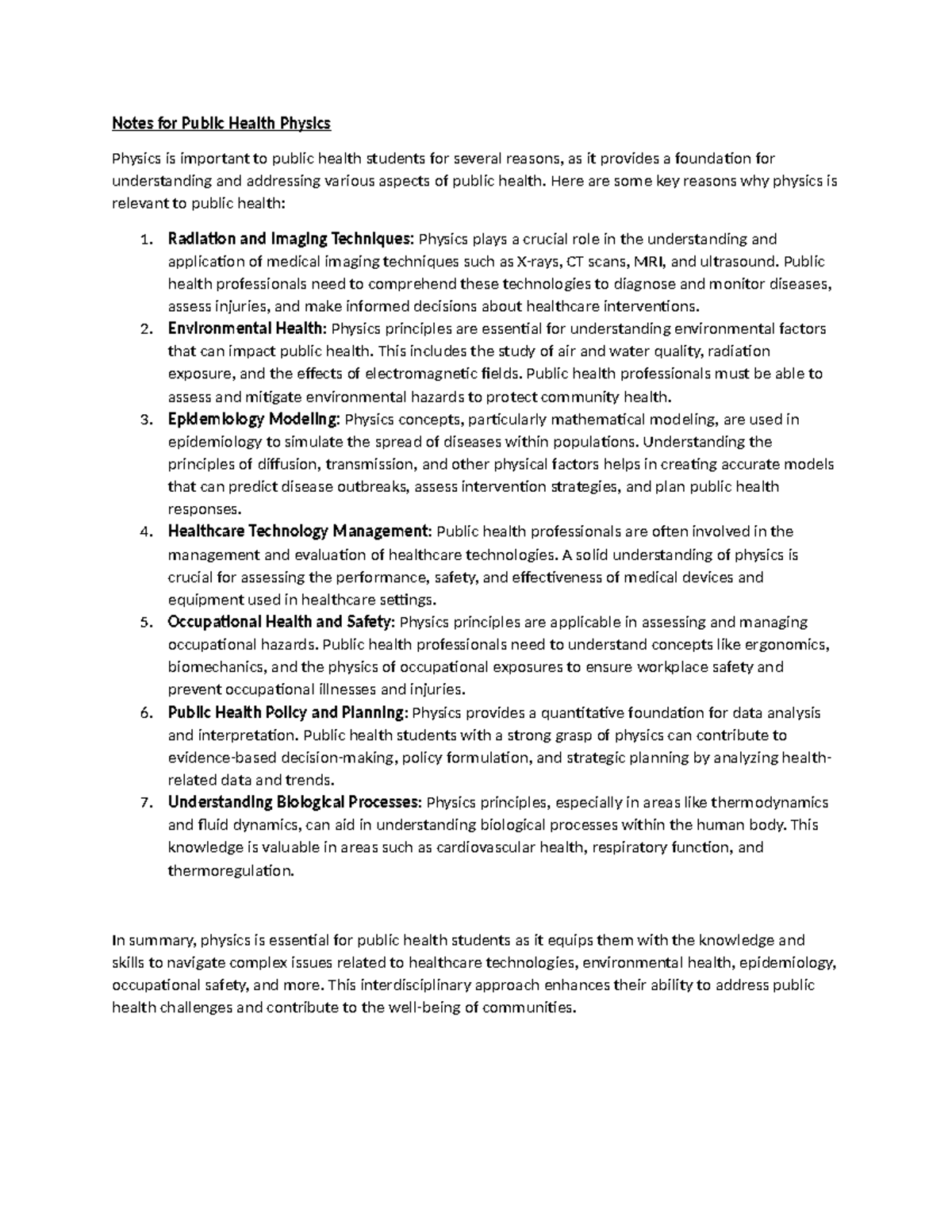 Notes for Public Health Physics - Notes for Public Health Physics ...