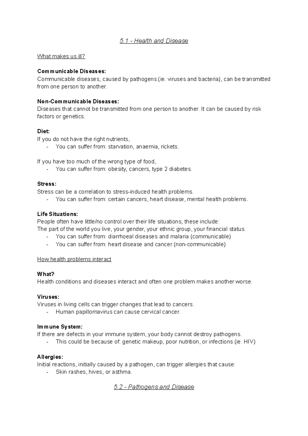 Communicable Diseases - Biology Unit 5 - 5 - Health and Disease What ...