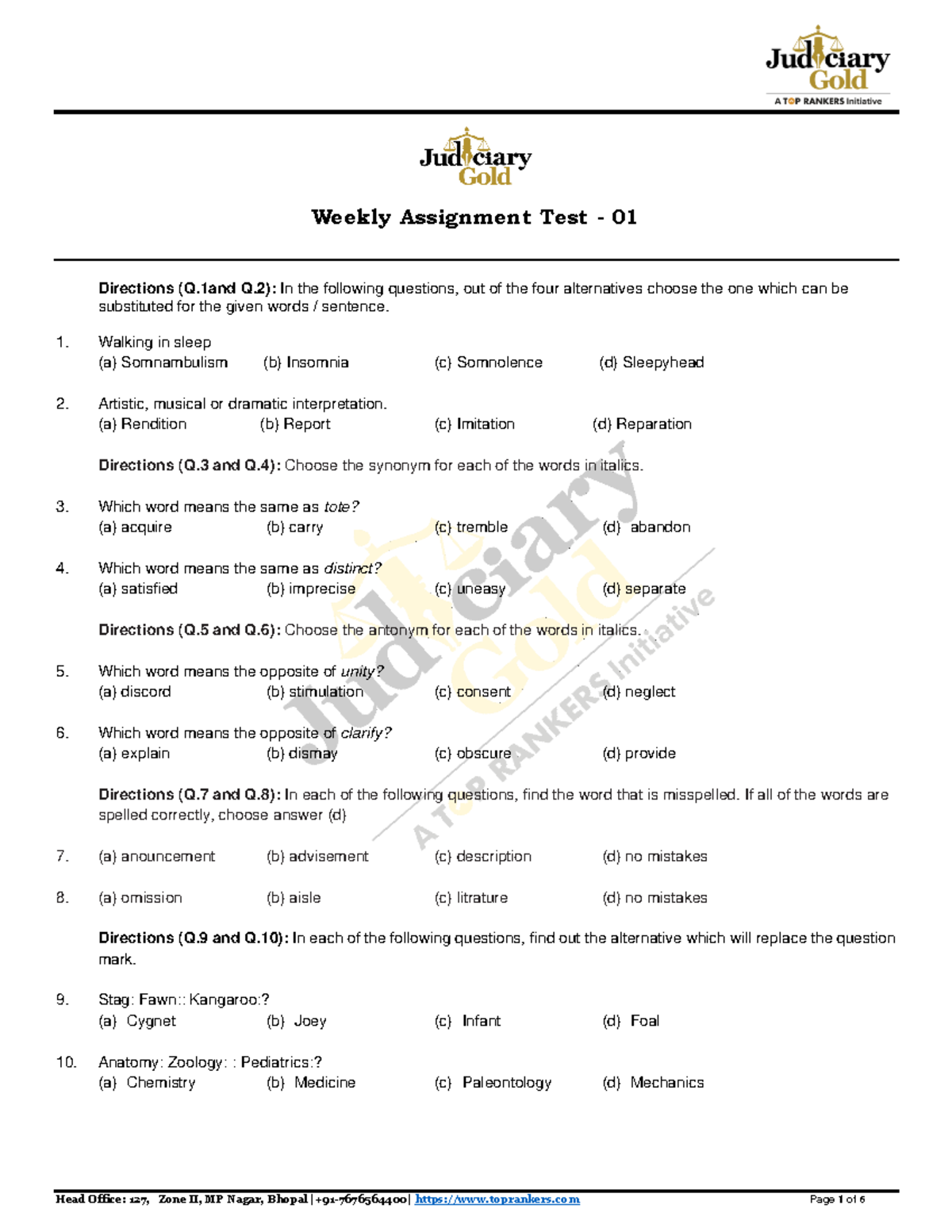 Wat-1-026002 e48d93d - Summary Bachelor of Law - Weekly Assignment Test ...