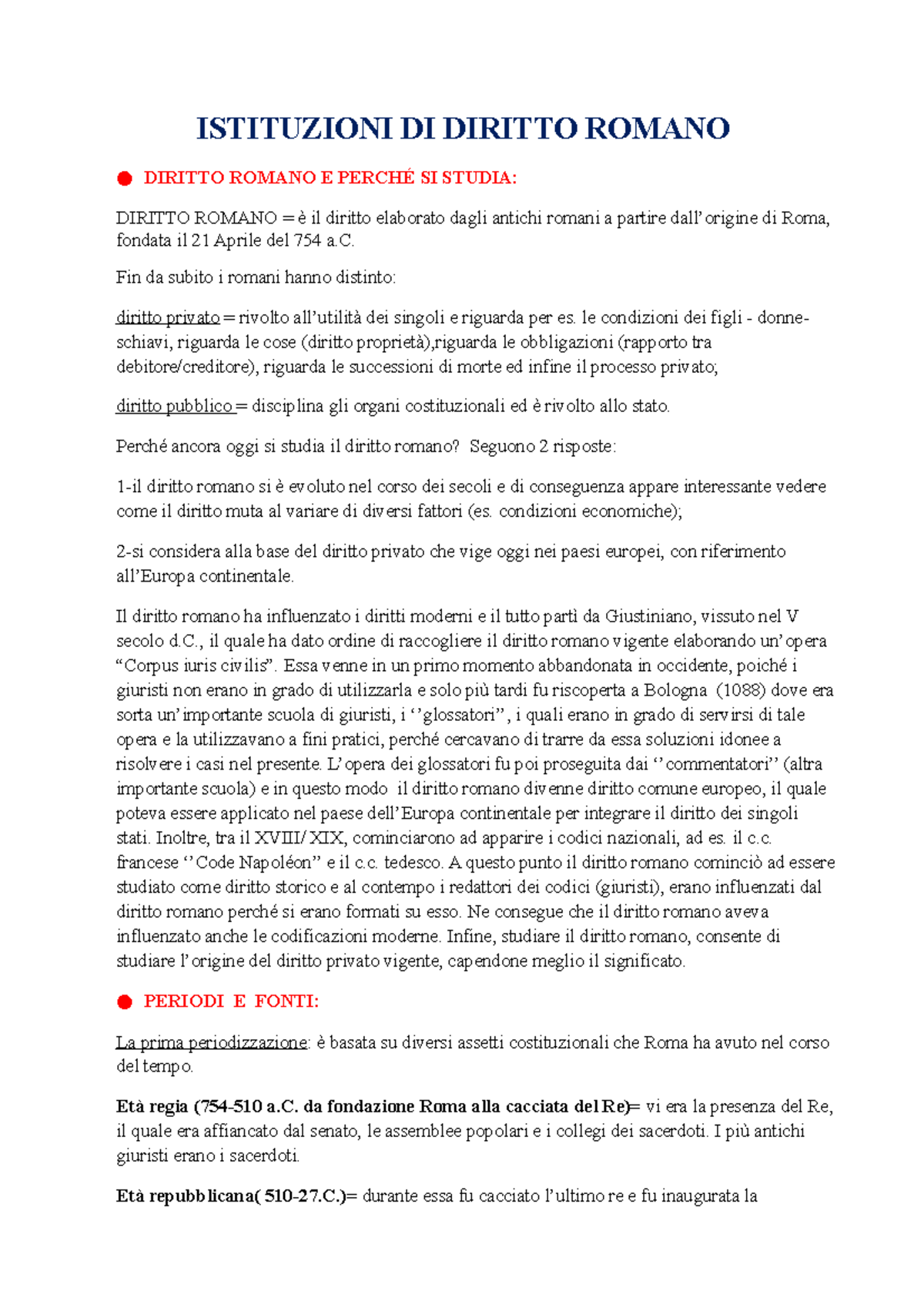 Istituzioni DI Diritto Romano - ISTITUZIONI DI DIRITTO ROMANO DIRITTO ...