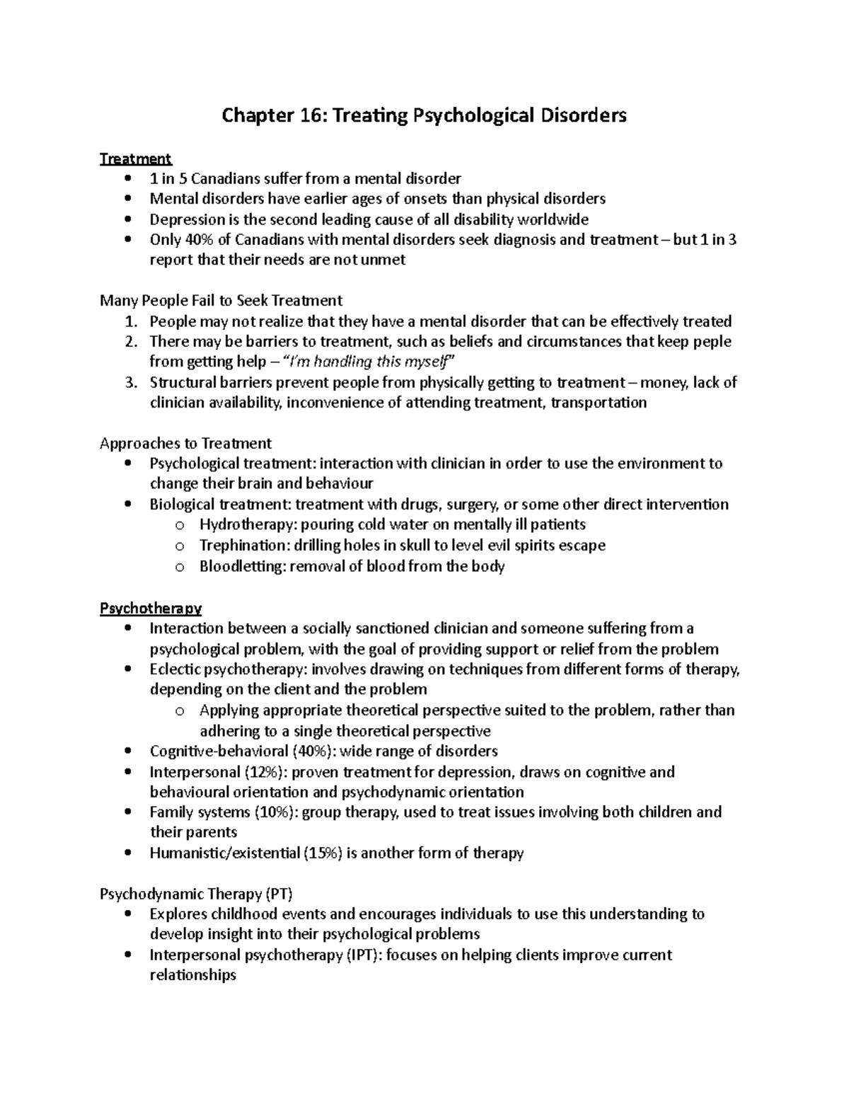 PSY121 - Chapter 16 - Chapter 16: Treaing Psychological Disorders ...