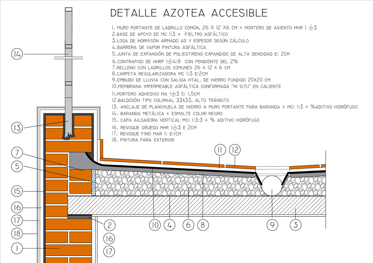 Azotea Accesible - muro portante de ladrillo común, 26 X 12 X6 cm ...