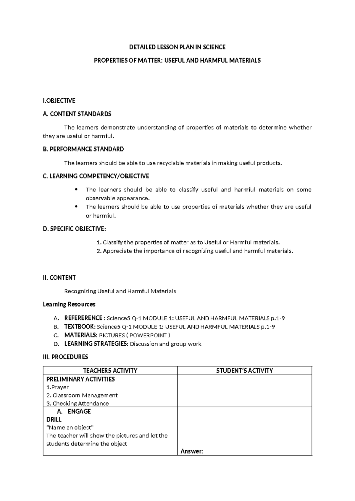 Detailed Lesson PLAN IN Science - DETAILED LESSON PLAN IN SCIENCE ...