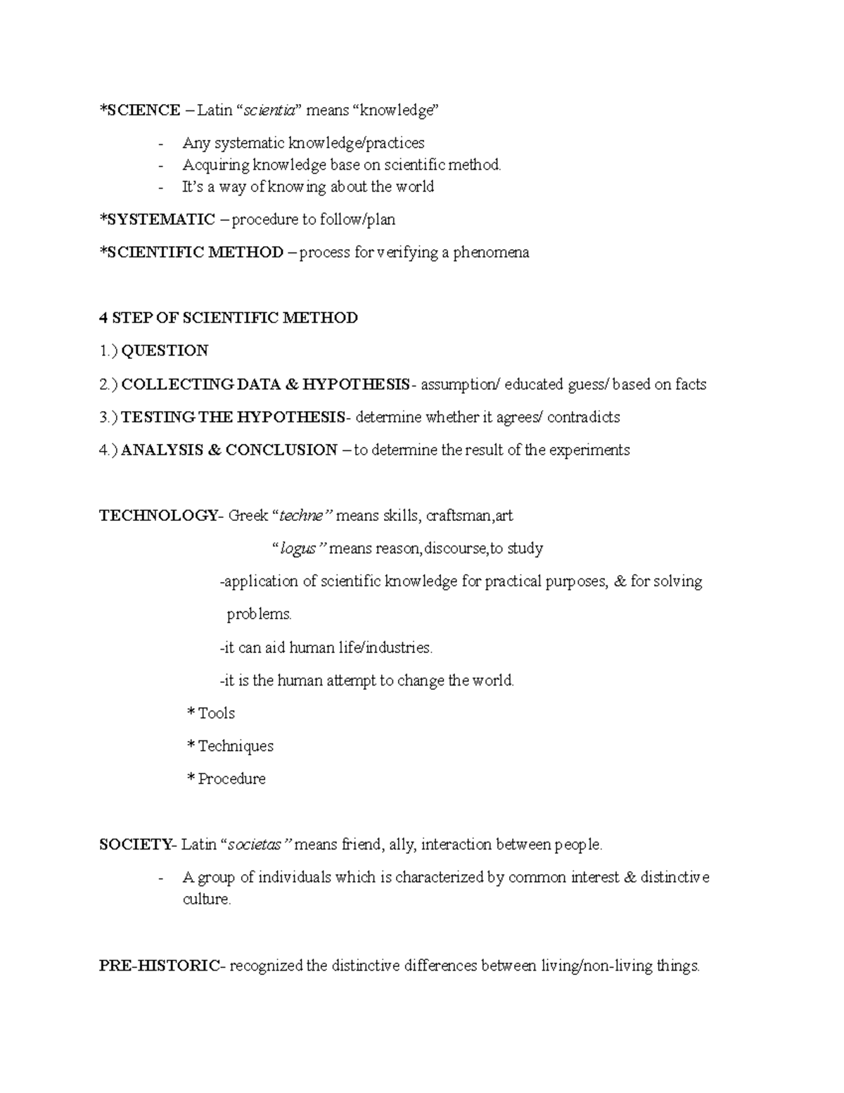 Document - Essay - *SCIENCE – Latin “scientia” means “knowledge” - Any ...