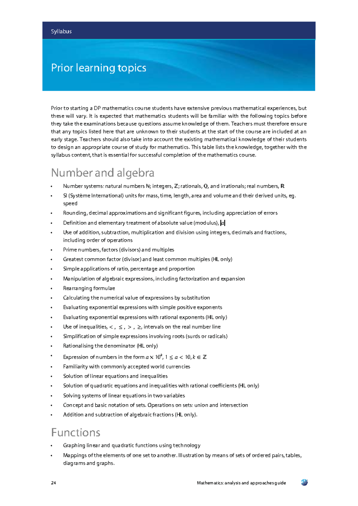 Prior-Learning-AA - sdasd - Prior to starting a DP mathematics course ...