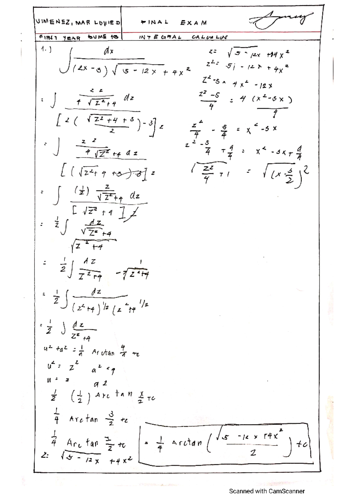 Learning Activity and Sample Problems Integral - Calculus 2 - PangSU ...