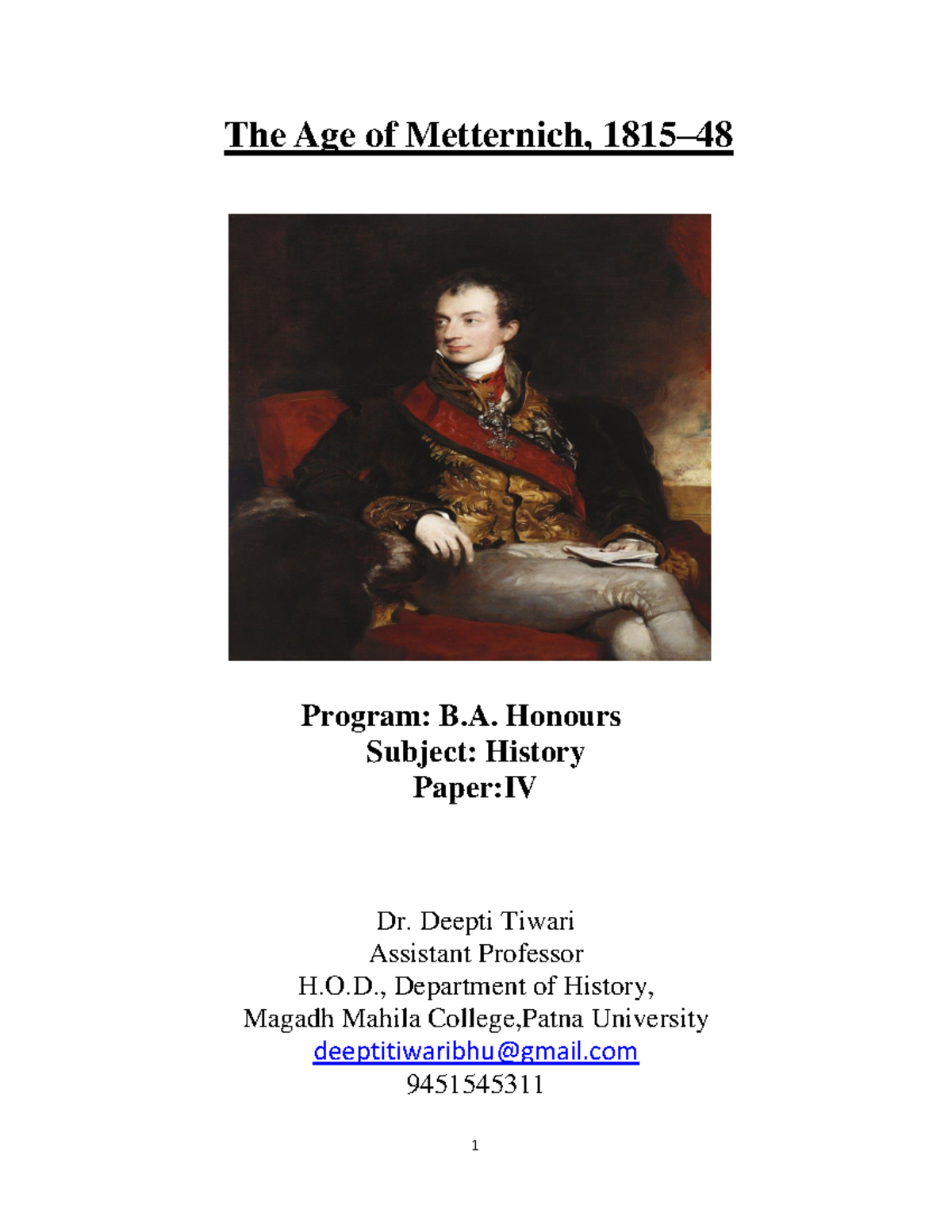 The Age of Metternich converted - The Age of Metternich, 1815– 48 ...