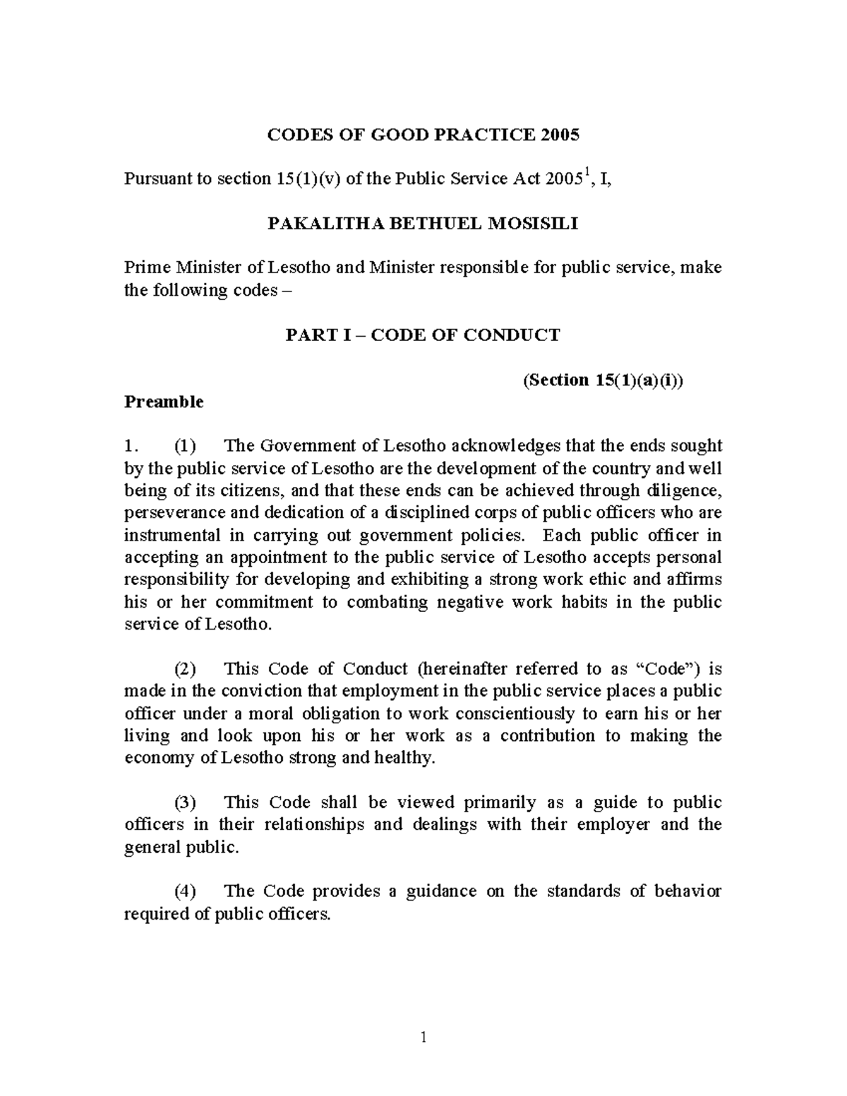 Codes of Good Practice 2005 - CODES OF GOOD PRACTICE 2005 Pursuant to ...