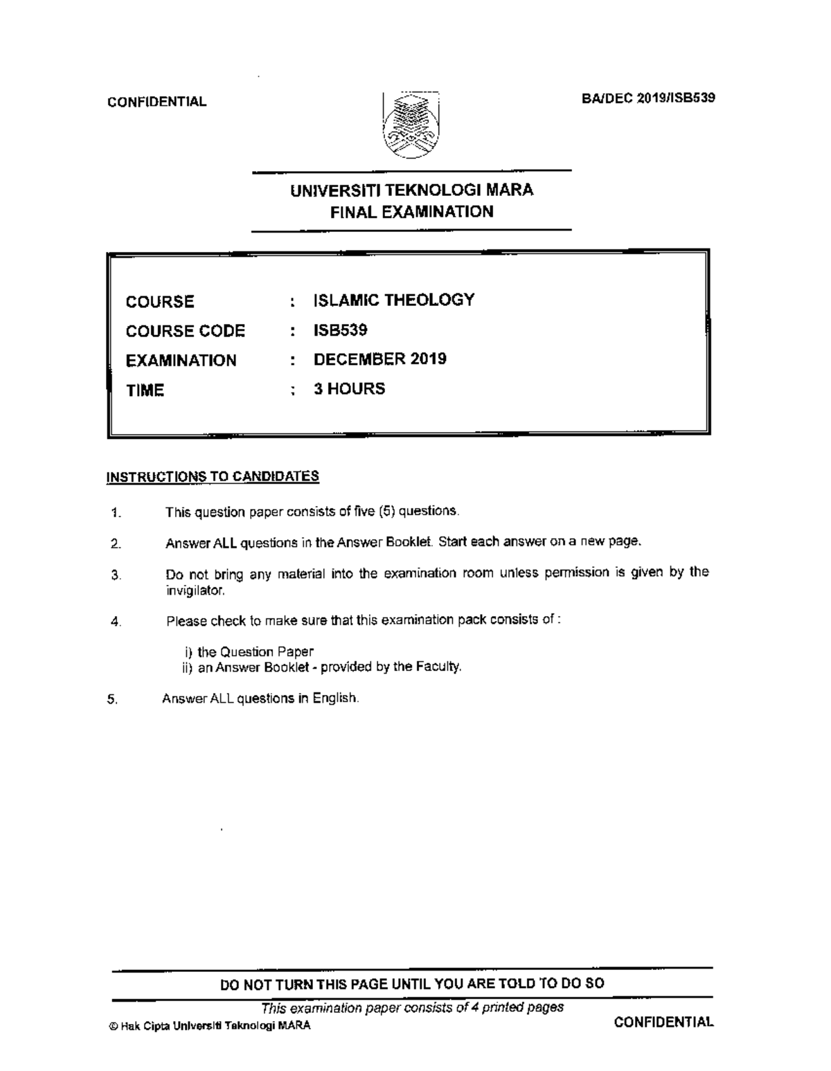 Faculty Business Management 2020 Session 1 - Degree ISB539 ...