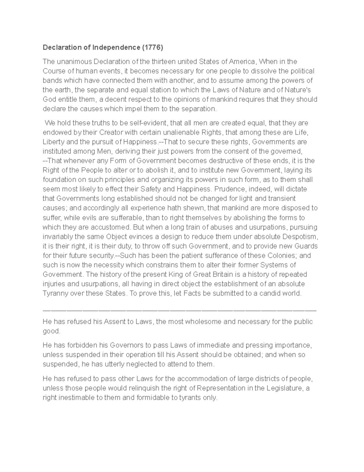 Copy of Text #1: Declaration of Independence Class Notes (2nd Period ...