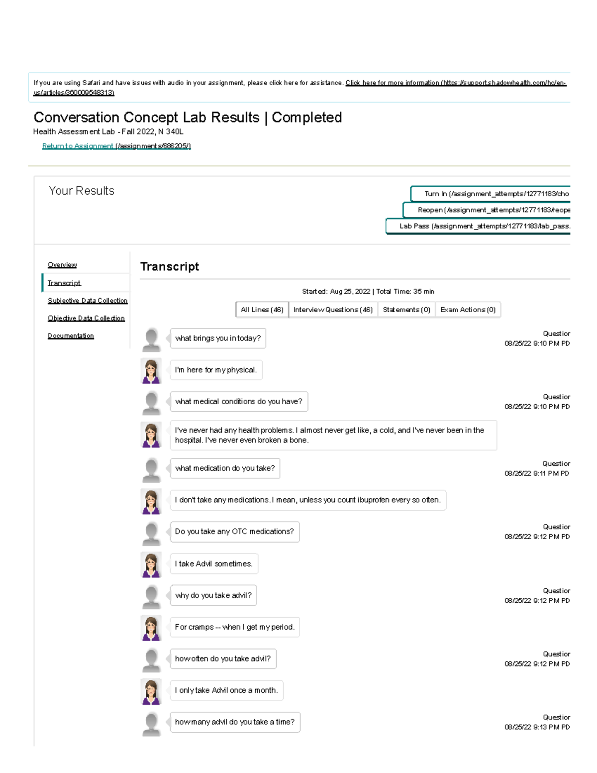 Shadow Health conversation concept lab - Conversation Concept Lab ...