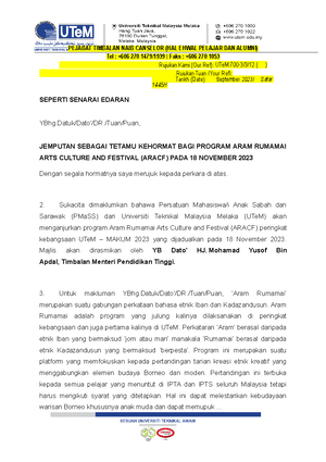 contoh surat jemputan - SENARAI EDARAN SEPERTI YANG DILAMPIRKAN Ybhg ...