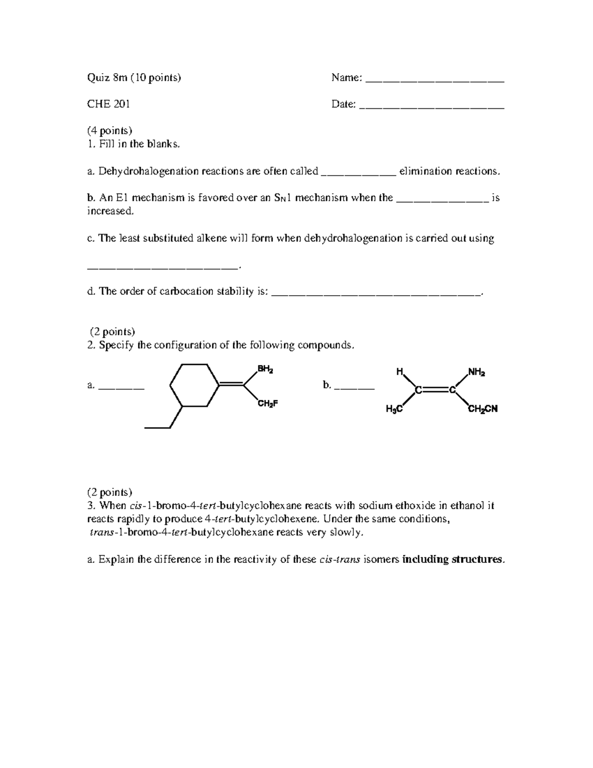Quiz: Chapter 7 and 8 - Quiz 8m (10 points) Name ...