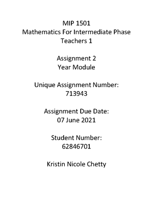 Assignment 2 - MIP1501/102/0/ ASSIGNMENT 02 UNIQUE NUMBER – 543210 ...