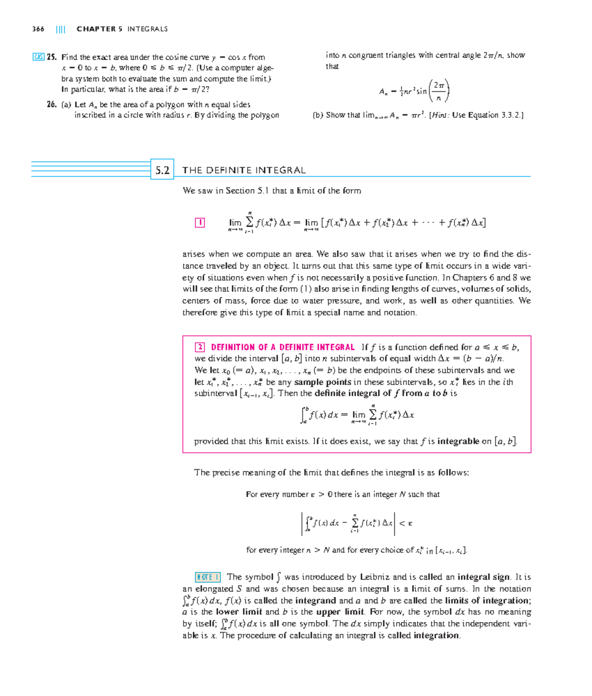 Math ch 5-2 - math work - THE DEFINITE INTEGRAL We saw in Section 5 that a limit of the form ...