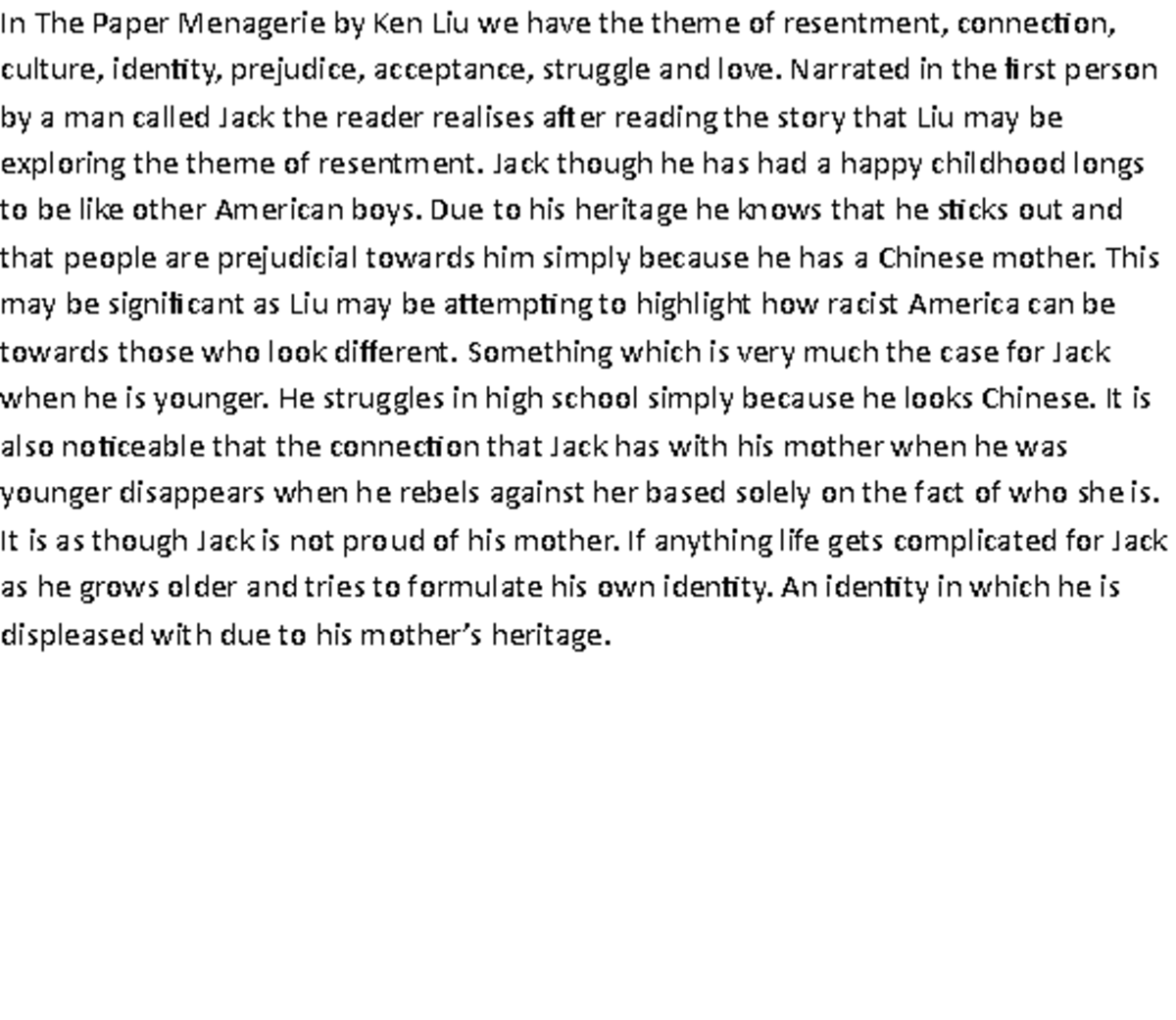 Purposive Communication - In The Paper Menagerie by Ken Liu we have the ...