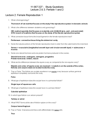 Animal Reproduction: Lecture 7 Study Guide - 11:067:327 – Study Guide ...