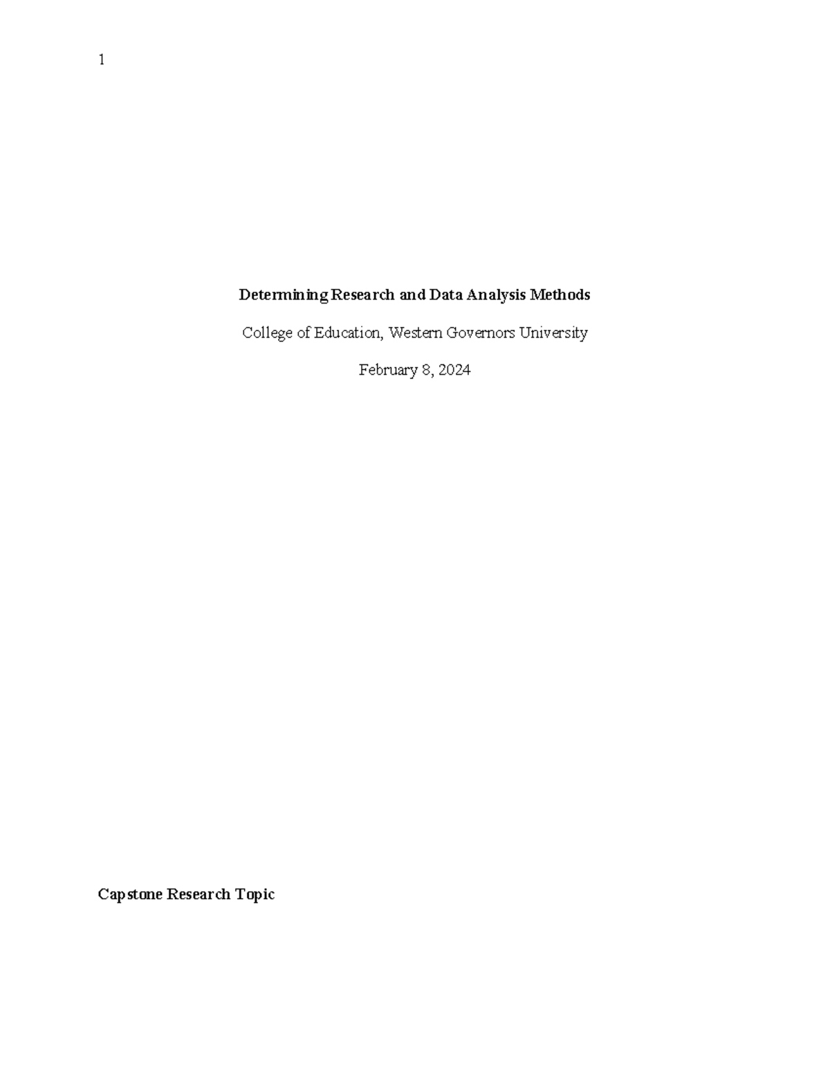 Determining Research and Data Analysis Methods - This topic aligns with ...