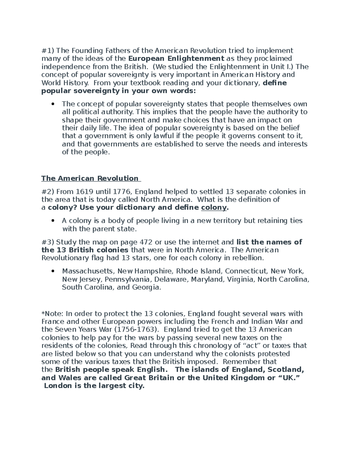 ⚜️ American Revolution Homework - HIS 1302 - Studocu